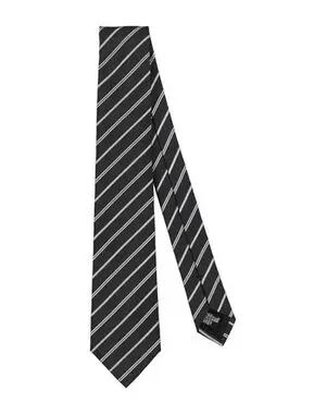 Emporio Armani Striped Jacquard Satin Necktie - Black