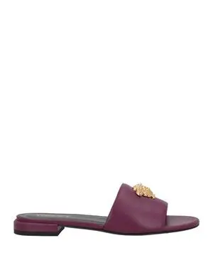 Versace Leather Slide Sandals - Purple