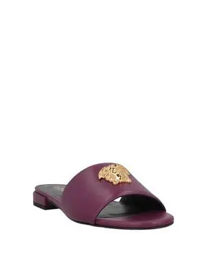 Versace Leather Slide Sandals - Purple