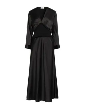 Sandro Satin Maxi Dress With Knitted Trims