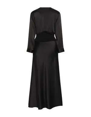 Sandro Satin Maxi Dress With Knitted Trims