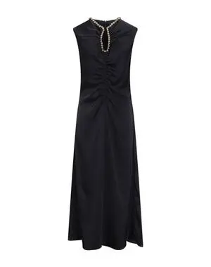 Sandro Maxi Dress With Appliqués And Crystals
