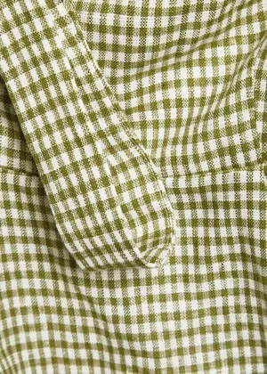 Reformation Celosia Gingham-Jacquard Linen Mini Dress In Green - 50% Off |  Editorialist