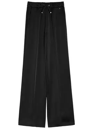 Herno Wide-leg Crepe De Chine Trousers - Black