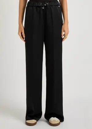 Herno Wide-leg Crepe De Chine Trousers - Black
