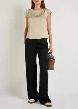 Herno Wide-leg Crepe De Chine Trousers - Black