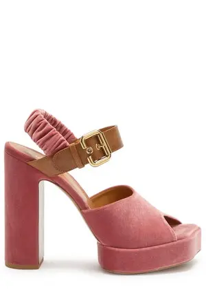 Chloé Aria Suede Platform Sandals - Pink