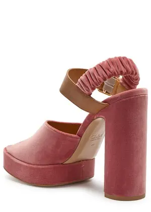 Chloé Aria Suede Platform Sandals - Pink