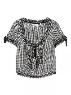 DÔEN Nera Gingham Cropped Blouse