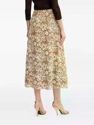 Luisa Spagnoli Floral Embroidered Flared Skirt