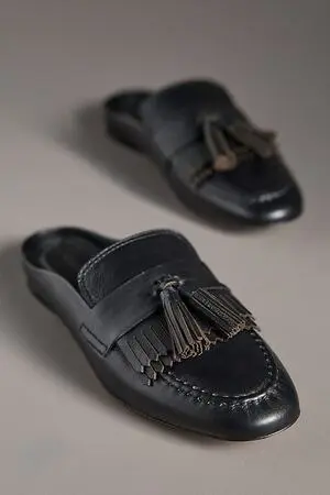 Maeve Kiltie Tassel Loafer Mules - Black
