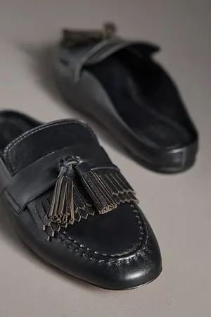 Maeve Kiltie Tassel Loafer Mules - Black