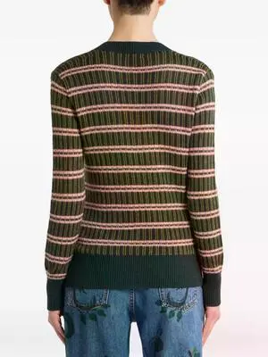 Etro Striped V-neck Sweater - Green
