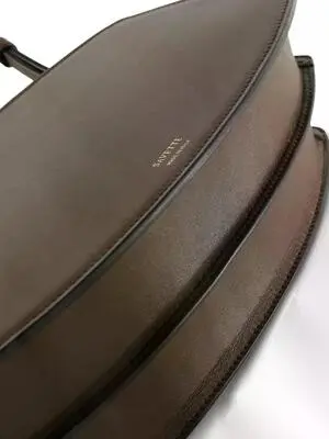 Savette Curved-flap Calfskin Shoulder Bag - Brown