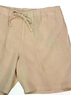 120% Lino Elastic-waistband Linen Shorts - Neutrals