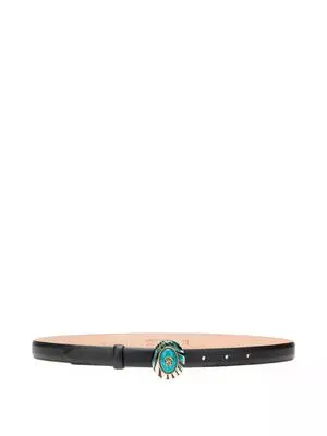 Roberto Cavalli Leather Zebra-print Buckle Belt - Black