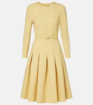 Oscar De La Renta Pleated Crêpe Midi Dress - Yellow
