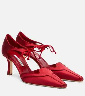 Manolo Blahnik Orata 70 Satin Pumps - Red