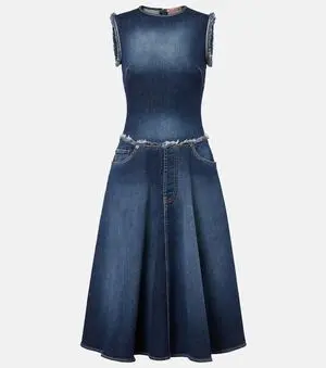 Acne Studios Duffena Distressed Denim Midi Dress
