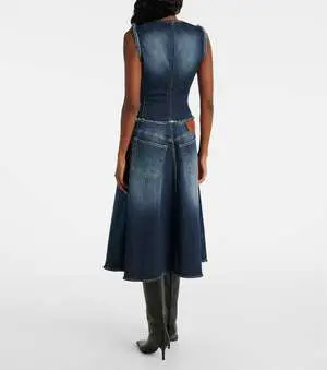 Acne Studios Duffena Distressed Denim Midi Dress
