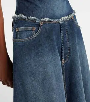 Acne Studios Duffena Distressed Denim Midi Dress