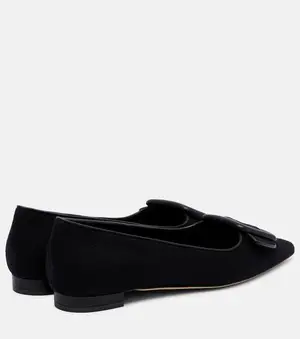 Manolo Blahnik Maysale Buckled Ballet Flats - Black