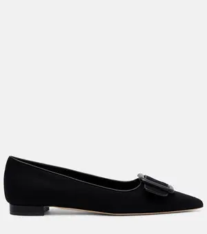 Manolo Blahnik Maysale Buckled Ballet Flats - Black