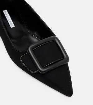 Manolo Blahnik Maysale Buckled Ballet Flats - Black
