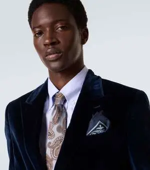 Etro Paisley Printed Silk Pocket Square - Blue