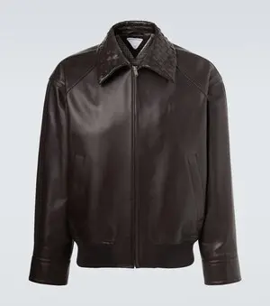Bottega Veneta Intrecciato Leather Bomber Jacket
