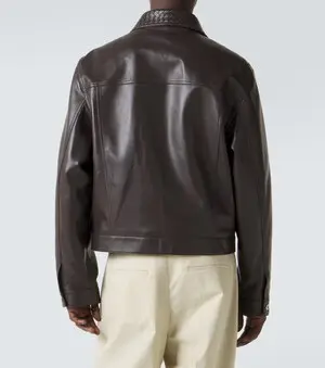Bottega Veneta Intrecciato Leather Bomber Jacket - Brown