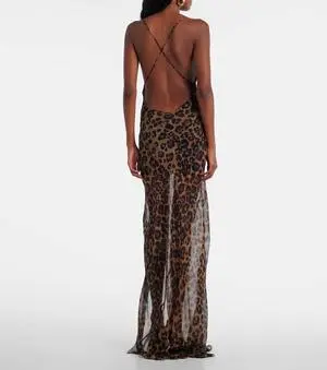 Blumarine Leopard-print Silk Maxi Dress