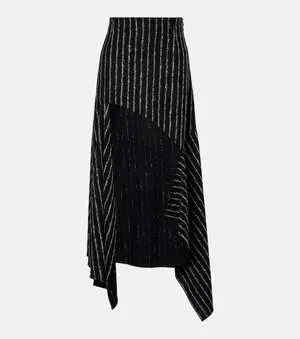 MUGLER Striped Asymmetric Maxi Skirt