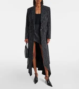 MUGLER Striped Asymmetric Maxi Skirt