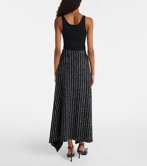 MUGLER Striped Asymmetric Maxi Skirt