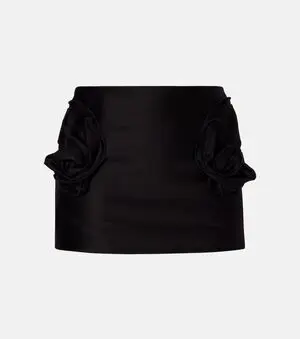 Magda Butrym Cotton Floral Appliqué Mini Skirt - Black