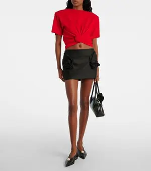Magda Butrym Cotton Floral Appliqué Mini Skirt - Black