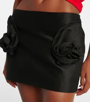 Magda Butrym Cotton Floral Appliqué Mini Skirt - Black