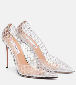 AQUAZZURA Lumiere 105 Embellished Pumps - Silver