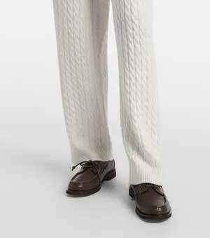 Brunello Cucinelli Cable-knit Cashmere Wide-leg Pants