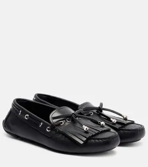 JIMMY CHOO Manon Leather Boat Shoes - Black
