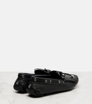 JIMMY CHOO Manon Leather Boat Shoes - Black
