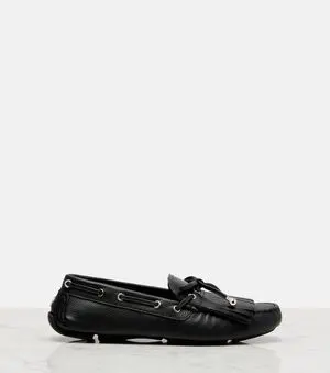JIMMY CHOO Manon Leather Boat Shoes - Black