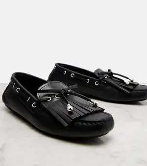 JIMMY CHOO Manon Leather Boat Shoes - Black