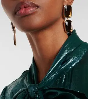 SELF-PORTRAIT Amber Gold-plated Drop Earrings