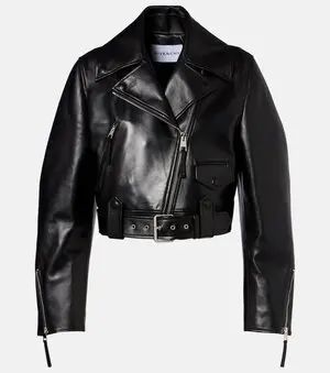 Givenchy Cocoon Cropped Leather Biker Jacket - Black