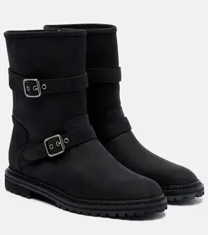 Manolo Blahnik Sulaltrosa Leather Biker Boots Black