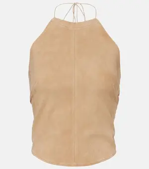 Stouls Rosie Halterneck Suede Top - Beige