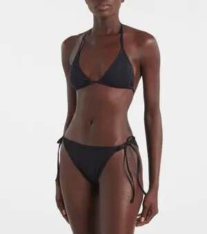 TOTEME Monogram Pointelle Bikini Top - Black