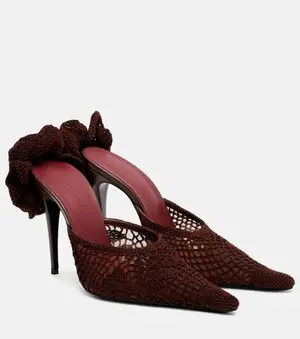 Magda Butrym Floral-appliqué Crochet Mules - Brown